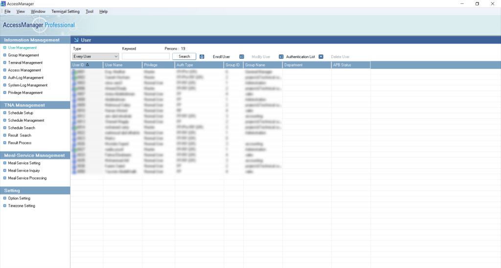 Nitgen AccessManager Software is a solution for control terminal/user